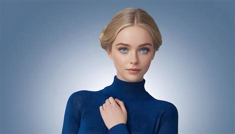 Premium Photo A Model In Blue Sweater