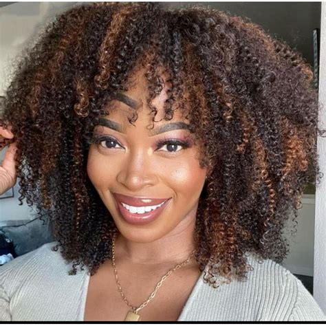 Keat Short Curly Afro Kinky Wigs For Black Women Black Mixed Brown