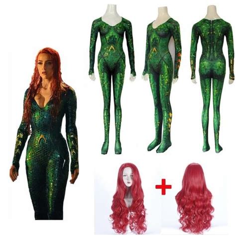 Aquaman Mera Queen Aqua Man Women Zentai Bodysuit Wigs Cosplay Costume