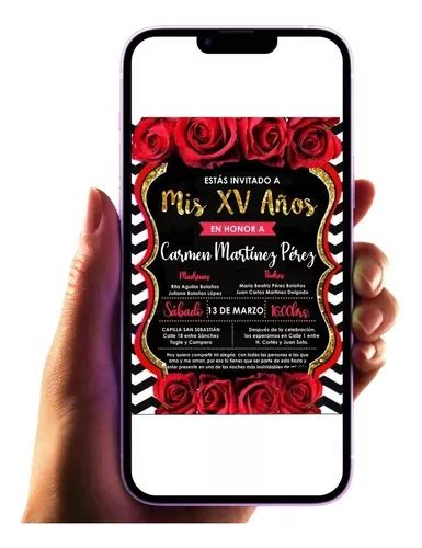 Invitaci N Digital Xv A Os Rosas Rojas Zigzag Imprimible En Venta En Por S Lo Ocompra