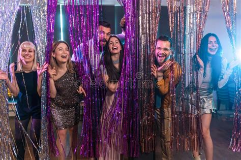 Group Of Friends Partying In A Nightclub Stock Image Image Of