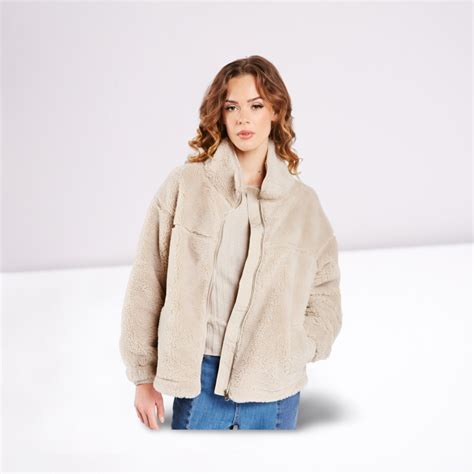 Teddy Fleece Zip Up Jacket Stockstories