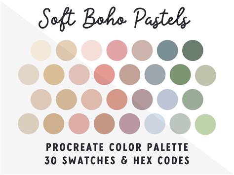 Soft Boho Pastels Procreate Color Palette Ipad Procreate Tools
