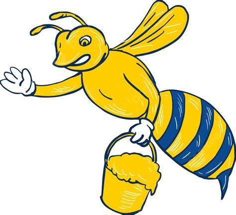 Bumblebee Waving With Honey Drawing Ink Scratched Insect Vector Ink Scratched Insect Png And
