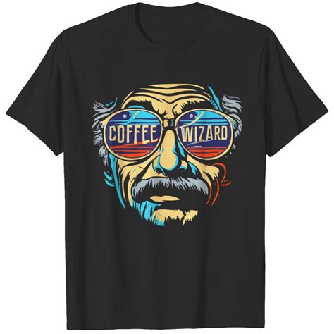 Magic Coffee Wizard Sunglasses Palms Trees Ocean Reflection T Shirts
