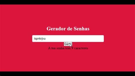 Gerador De Passwordsenhas Html Css Js Youtube