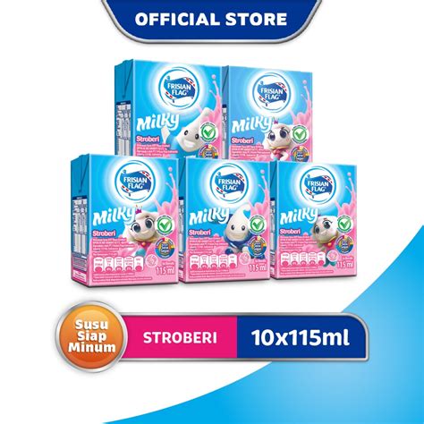 Jual Frisian Flag Susu Uht Milky Stroberi 115 Ml X 10 Shopee Indonesia