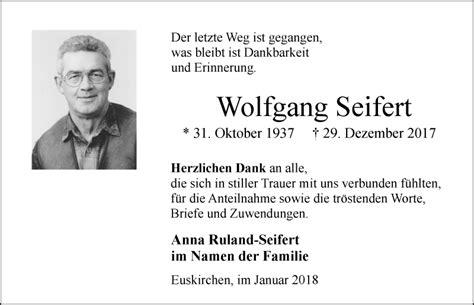 Traueranzeigen Von Wolfgang Seifert WirTrauern