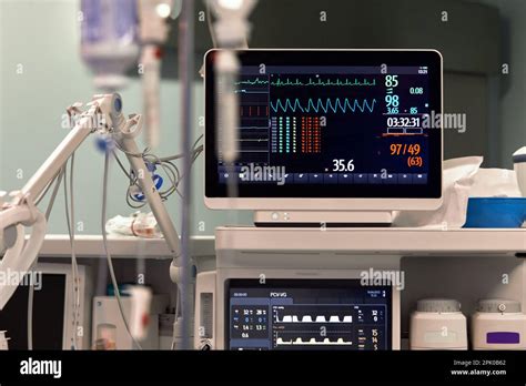 Heart Rate Monitor In A Hospital Theater Medical Device For Monitoring Vital Signs In The