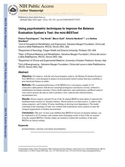 Using Psychometric Techniques To Improve The Balance Evaluation System