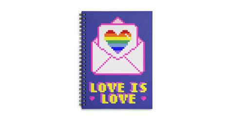 Pixelated Love Is Love Notebook Lined Spiral Cafelab