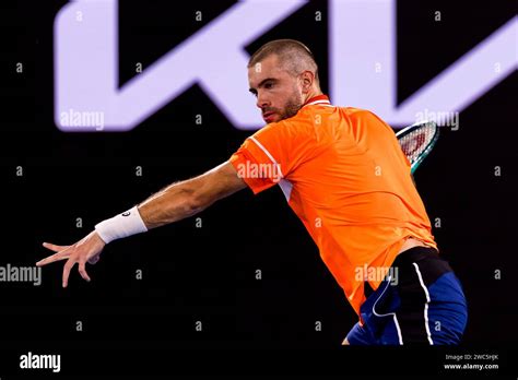 Melbourne Vic January 14 Borna Coric Of Croatia In Action During