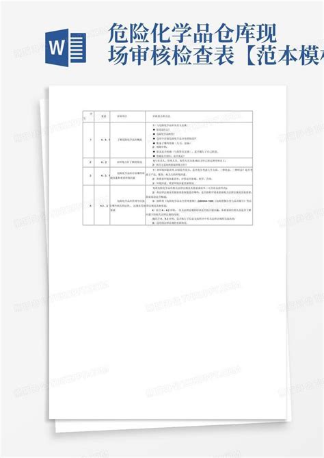 危险化学品仓库现场审核检查表【范本】word模板下载编号qrzogawg熊猫办公