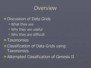 Data Grid Taxonomies PPT Databases Computer Software And Applications