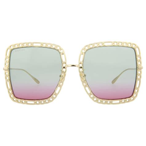 Gucci Square Metal Frame Sunglasses Golden Metallic Ref851908 Joli