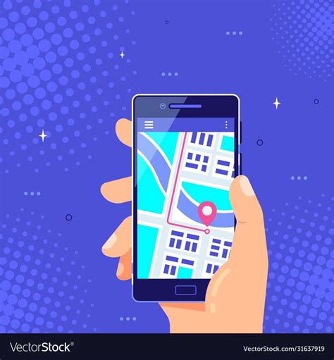 Male Hand Holding Smartphone With Map And Gps Pointer On Its Screen