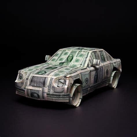 Premium Photo The Car Is Made Of Dollar Bills Origami Car Made With