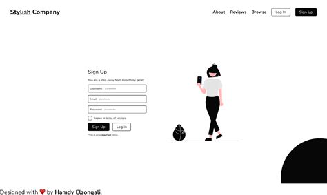 A Stylish Black And White Sign Up Page Figma