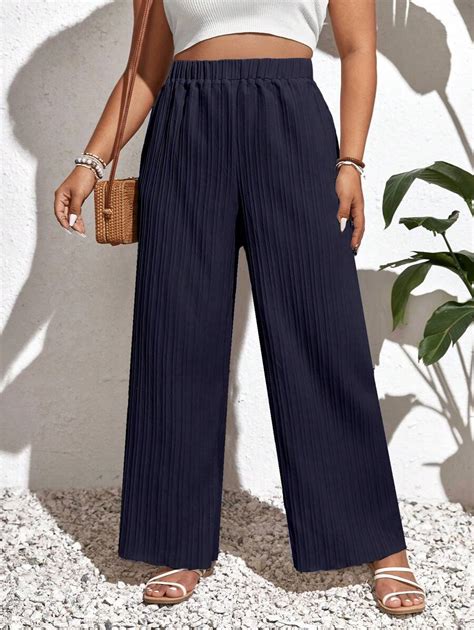 Shein Frenchy Plus Solid Wide Leg Pants Shein Usa