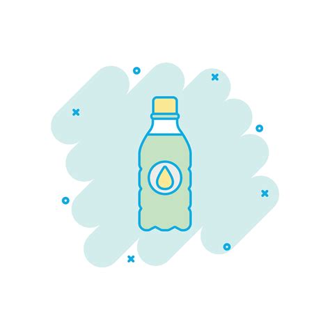 icono de botella de agua de dibujos animados de vector en estilo cómico pictograma de
