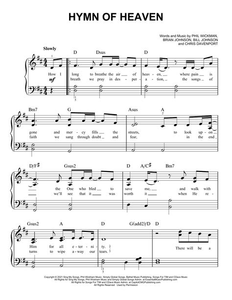 Hymn Of Heaven Sheet Music By Phil Wickham For Piano Keyboard Noteflight