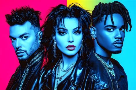 Retro Pop Band Collage Youthful And Diverse Members In 90s Fashion For
