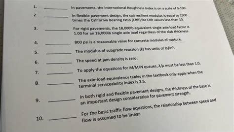 Solved 1 In Pavements The International Roughness Index Is