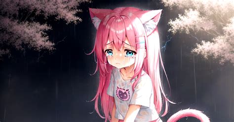 Cute Crying Anime Pink Cat Girl Sefinekのイラスト Pixiv
