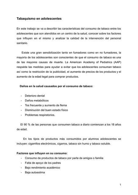 Tabaquismo En Adolescentes Mariana Trejo UDocz