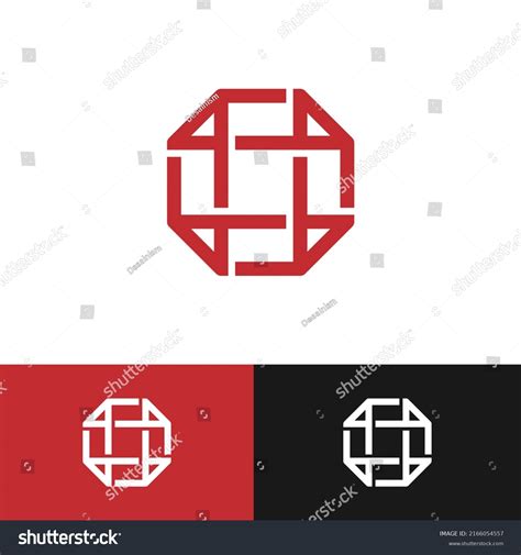 Simetrical Shape Four Element Logo Concept Stock Vector Royalty Free