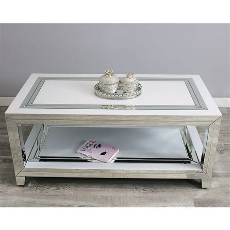 Madison White Glass Mirrored Coffee Table 115cm Picture Perfect Home