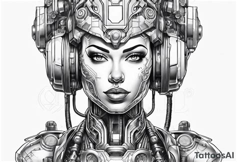 Cyborg Full Body Female Pinup Retro Futurism Robot With Human Parts