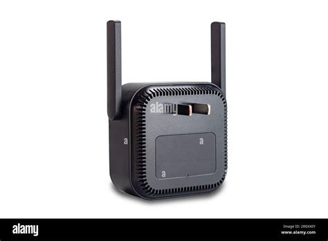 Back View Of Wireless Wi Fi Signal Range Extender Or Wireless Internet Repeater Or Wi Fi Signal