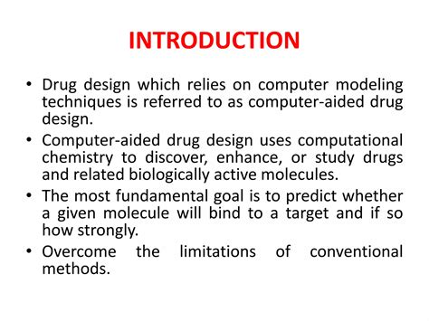 Cadd Computer Aided Drug Design Pptx Chemistry Science