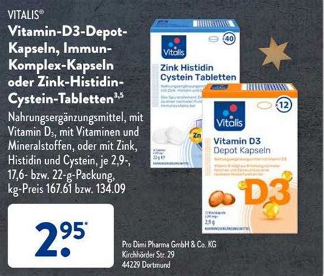 Vitalis Vitamin D Depot Kapseln Immun Komplex Kapseln Oder Zink Histidin Cystein Tabletten