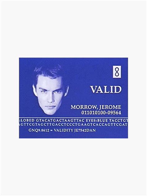 Gattaca Jerome Morrow Valid Card Sticker For Sale By Mak3don Redbubble