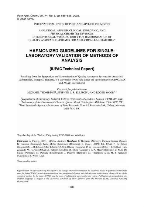Pdf Guidelines For Single Laboratory Validation Of Methods Of