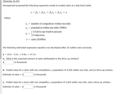 Solved Management Proposed The Following Regression Model To