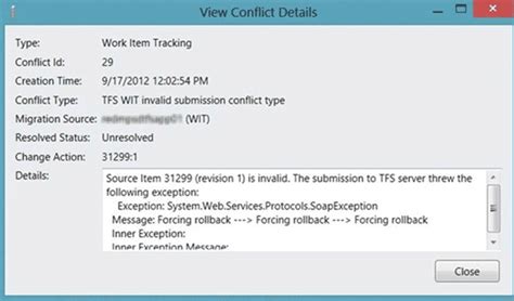 Tfs Integration Tools Issue Tfs Wit Invalid Submission Conflict Type Naked Agility With