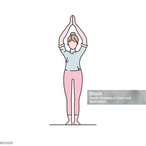 마운틴 포즈 타다사나 컬러 라인 아이콘입니다 웹 페이지 모바일 앱 프로모션에 대한 픽토그램 Ui Ux Gui 디자인 요소입니다