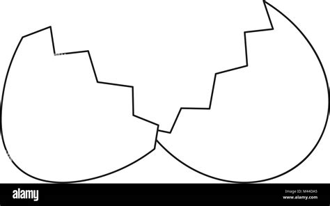 Line Art Black And White Broken Egg Shell Icon Poster Stock Vector