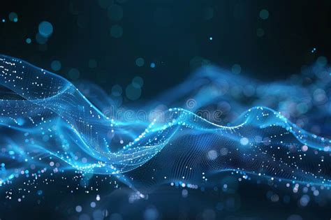 Blue Futuristic Background Of Points With A Dynamic Wave Excellent Data