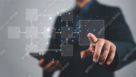 Businessman Show Diagram Algorithm Flow Organigram And Hierarchy Scheme Design Workflow