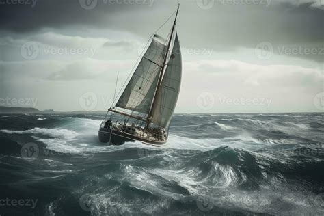 Ai Generated Sailing Boat At Sea Neural Network Ai Generated 35688590