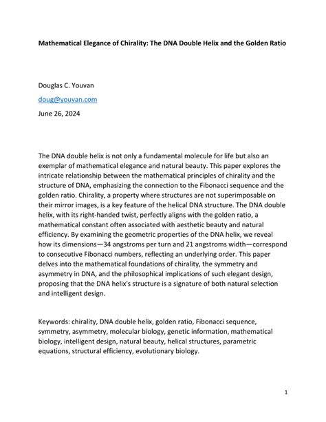 Pdf Mathematical Elegance Of Chirality The Dna Double Helix And The