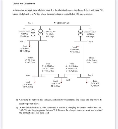Solved Load Flow Calculation In The Power Network Shown Chegg