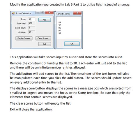 Solved Modify The Application You Created In Lab 6 Part 1 To