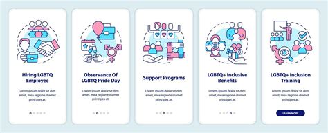 Creating Lgbtq Inclusive Workplace Onboarding Mobile App Screen Walkthrough 5 Steps Editable