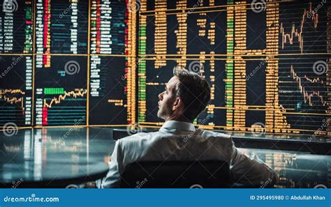 Business Man Watching Stock Market In The Future Futuristic Fluctuating