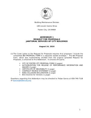 Addendum 1 Proposal Bid S Doc Template PdfFiller